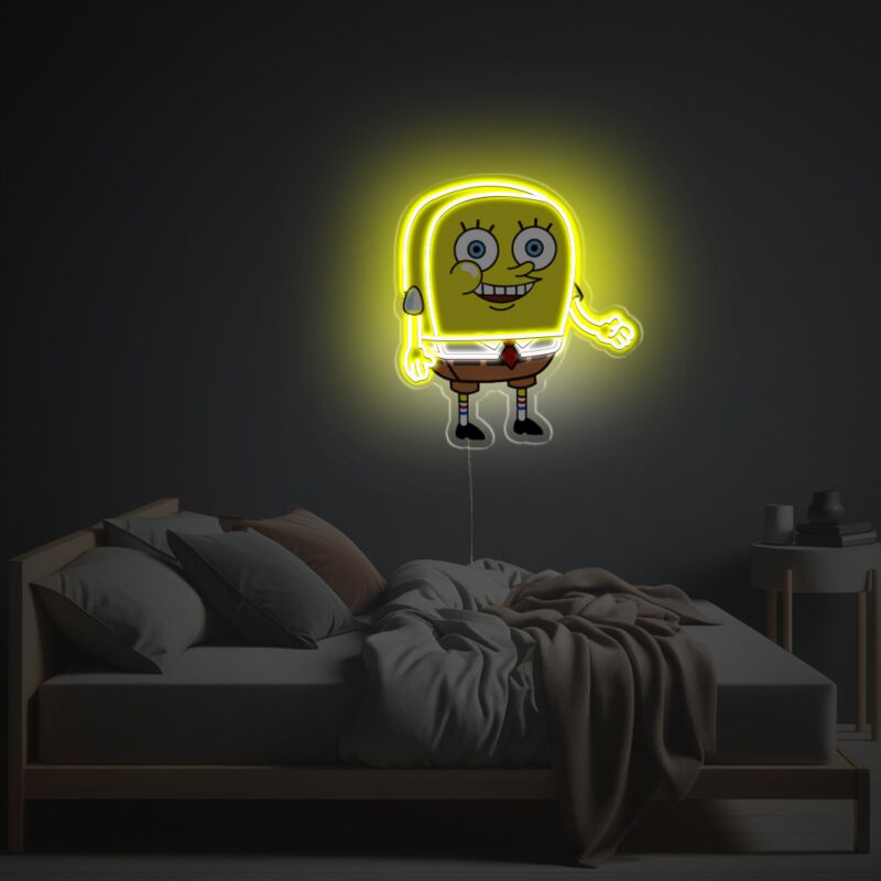 Brighten Your Space: Sleek Spongebob LED Neon Acrylic Artwork, Perfect ...