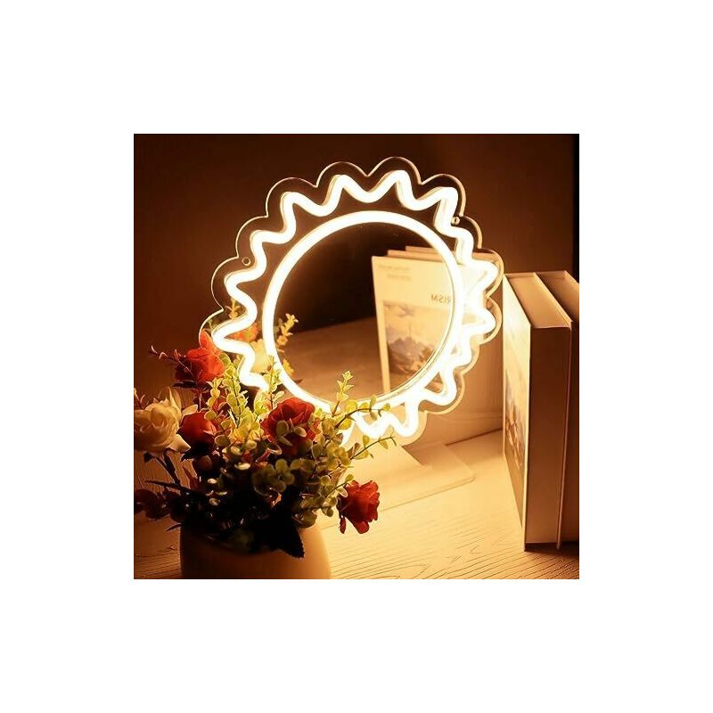 Radiant Sunburst Neon Mirror Signs