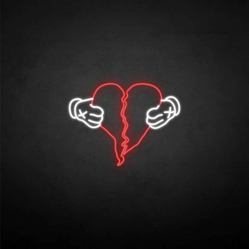 Broken heart' neon sign